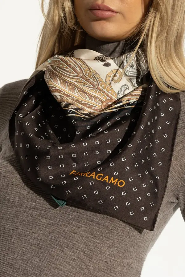 FERRAGAMO Silk Scarf With Print