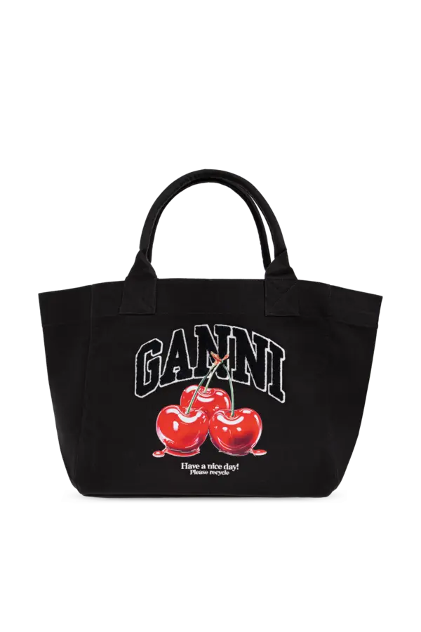 GANNI Shopper Logo Tote Bag - Black