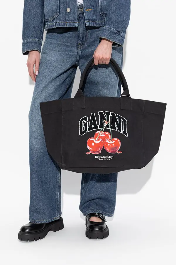 GANNI Shopper Logo Tote Bag