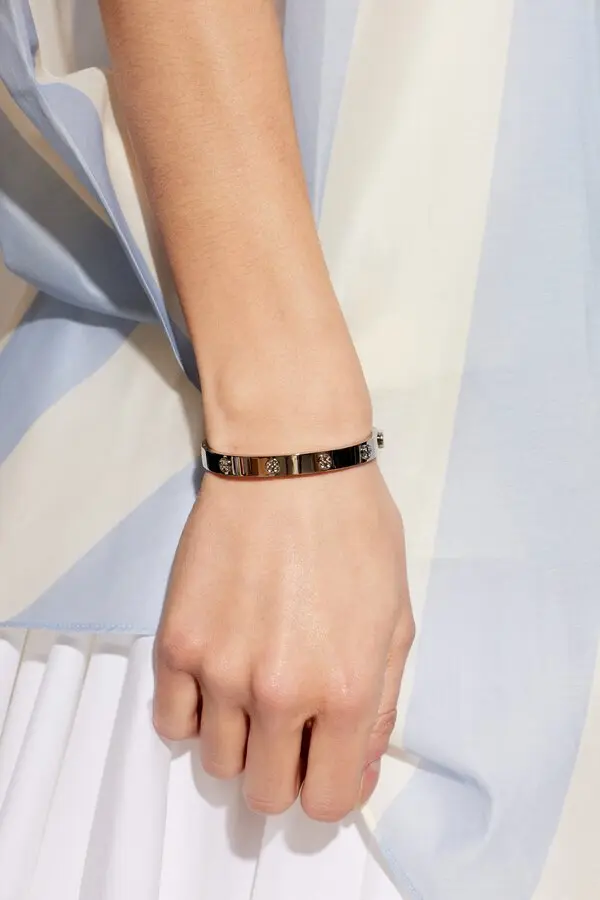 Tory Burch Logo Bangle Bracelet - Silver
