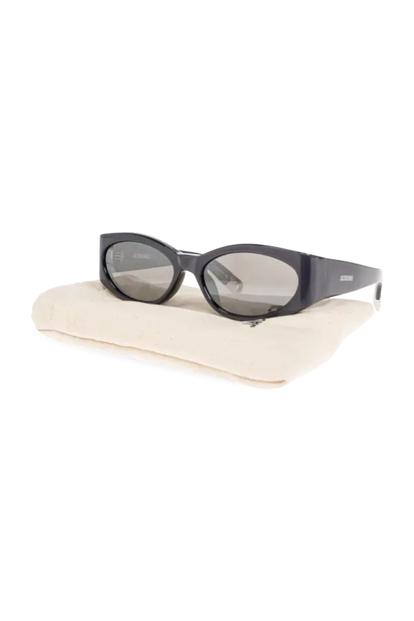Jacquemus Oval Sunglasses With Logo - Grey