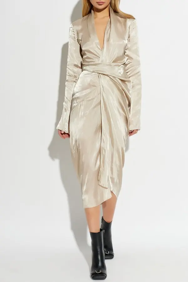 Rick Owens Tie-waist Long-sleeve Dress