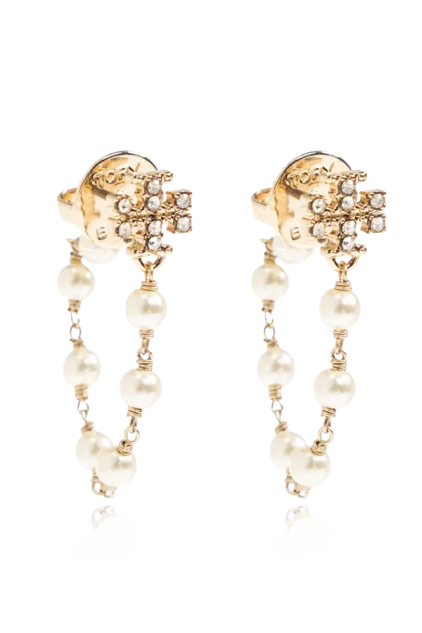 Tory Burch Earrings With Glass Pearls - Gold