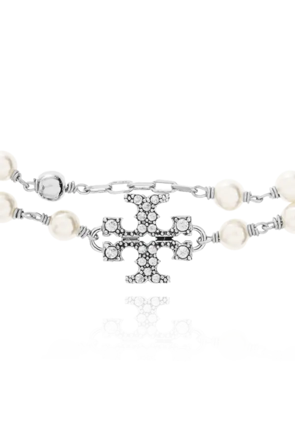 Tory Burch Glass Pearl Bracelet - Silver