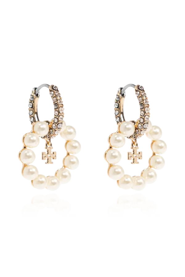 Tory Burch Earrings With Glass Pearls - Gold