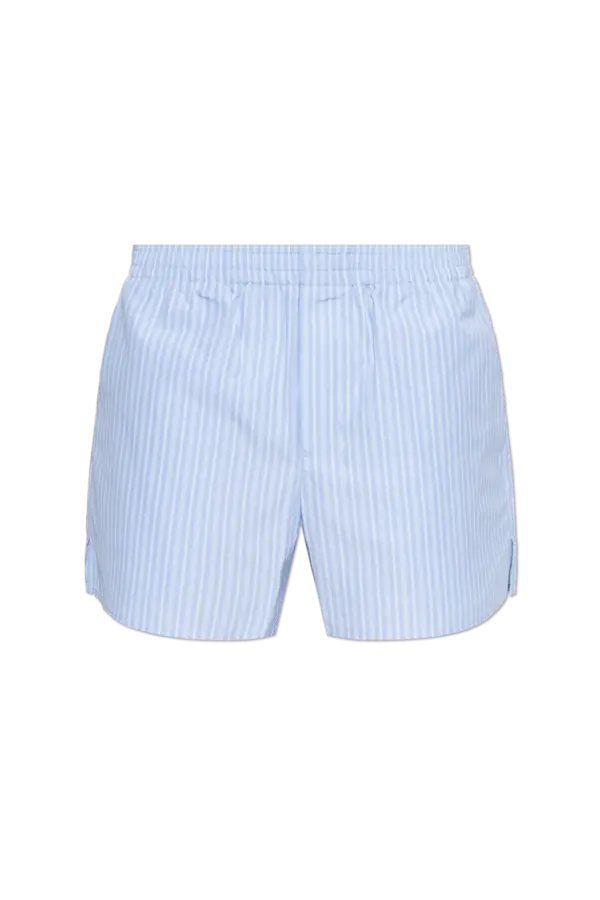 Ami Pinstriped Ribbed Shorts - Blue