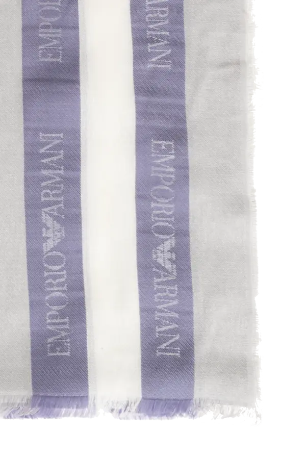 Emporio Armani Scarf With Striped Pattern - Blue