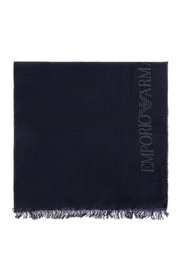 Emporio Armani Scarf With Monogram - Navy Blue