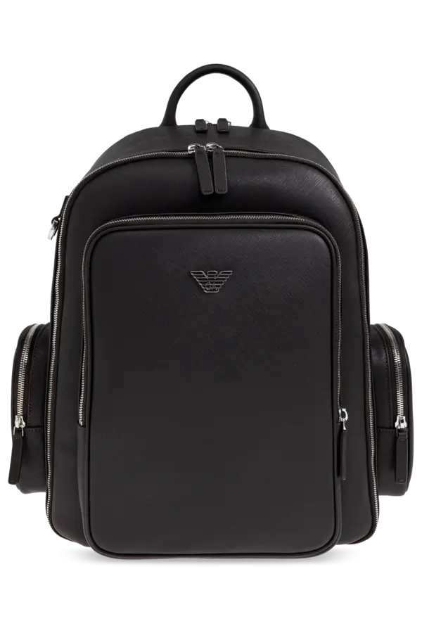 Emporio Armani Backpack With Logo Applique - Brown