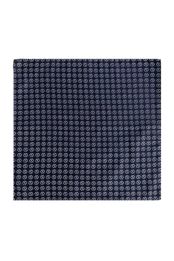 Giorgio Armani Silk Pocket Square With Monogram - Navy Blue
