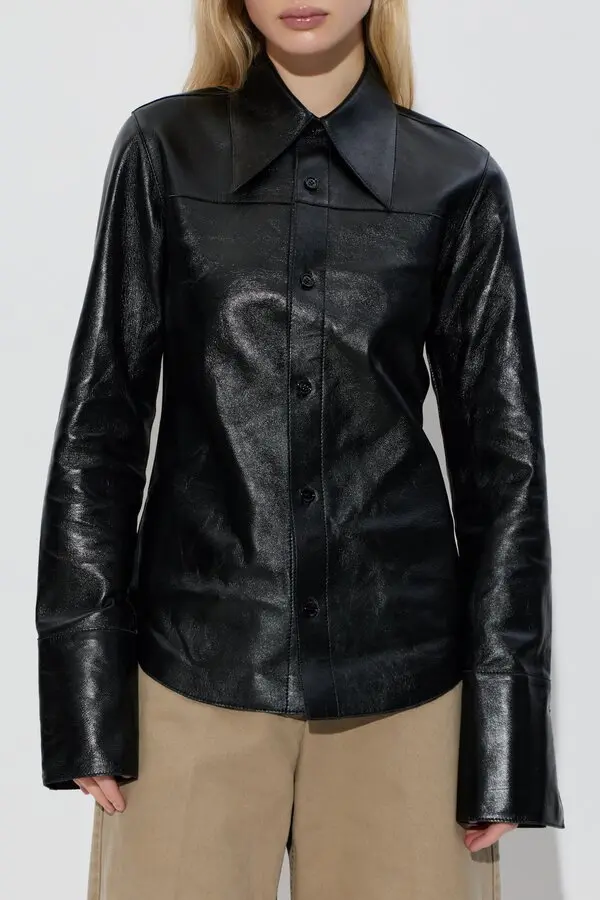 AMI Paris Leather Button-up Shirt