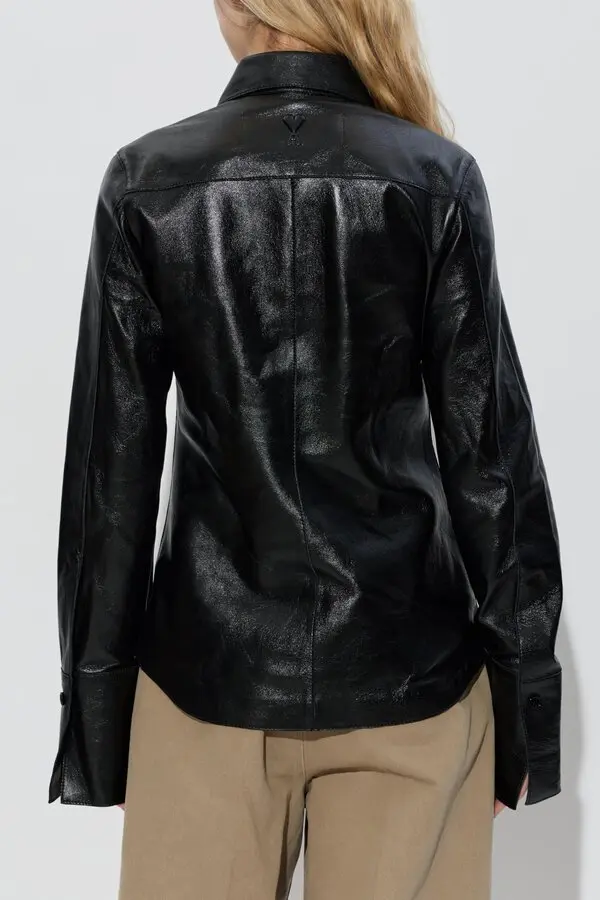 AMI Paris Leather Button-up Shirt