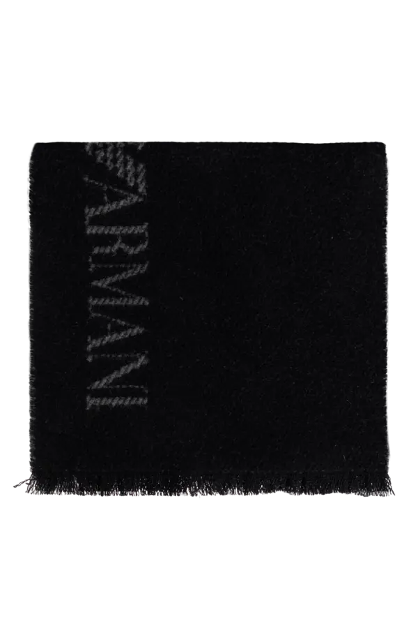 Emporio Armani Scarf With Logo - Black