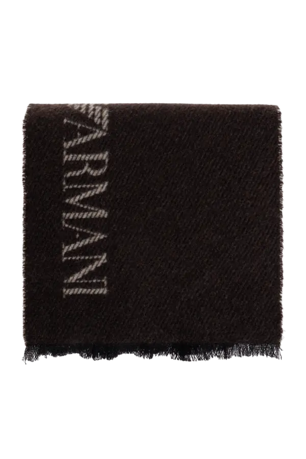 Emporio Armani Scarf With Logo - Brown