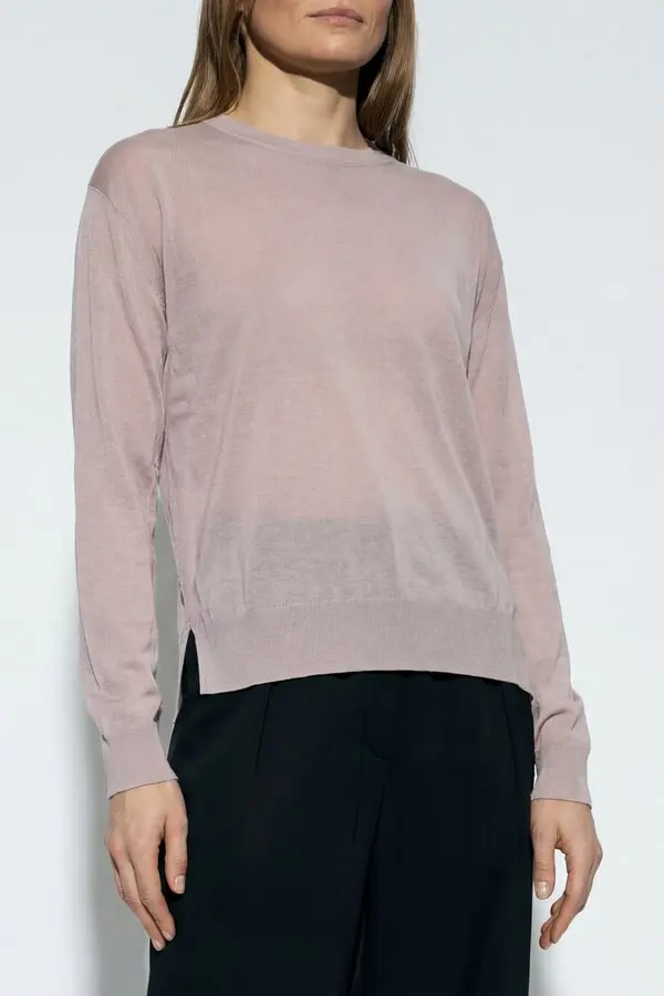 JIL SANDER Crew Neck Fine-knit Sweater - Pink
