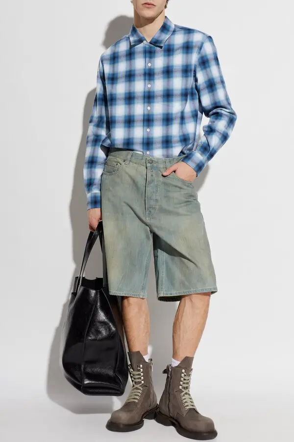 JW Anderson Shirt With A Check Pattern - Blue
