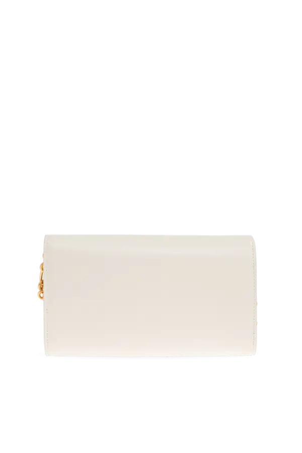Balmain Clutch With Golden Buckle And Chain - Cream