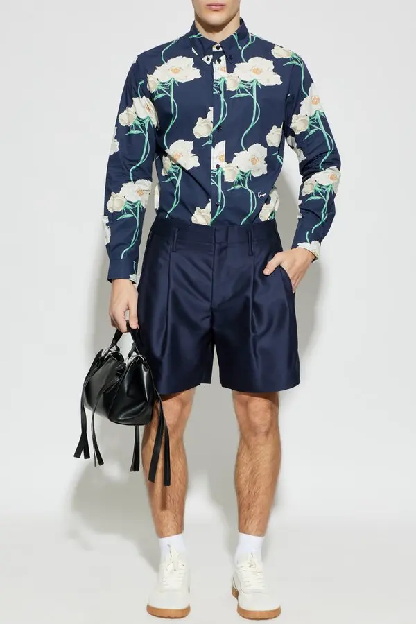 Kenzo Shirt With Floral Motif - Navy Blue