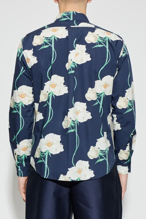 Kenzo Shirt With Floral Motif - Navy Blue