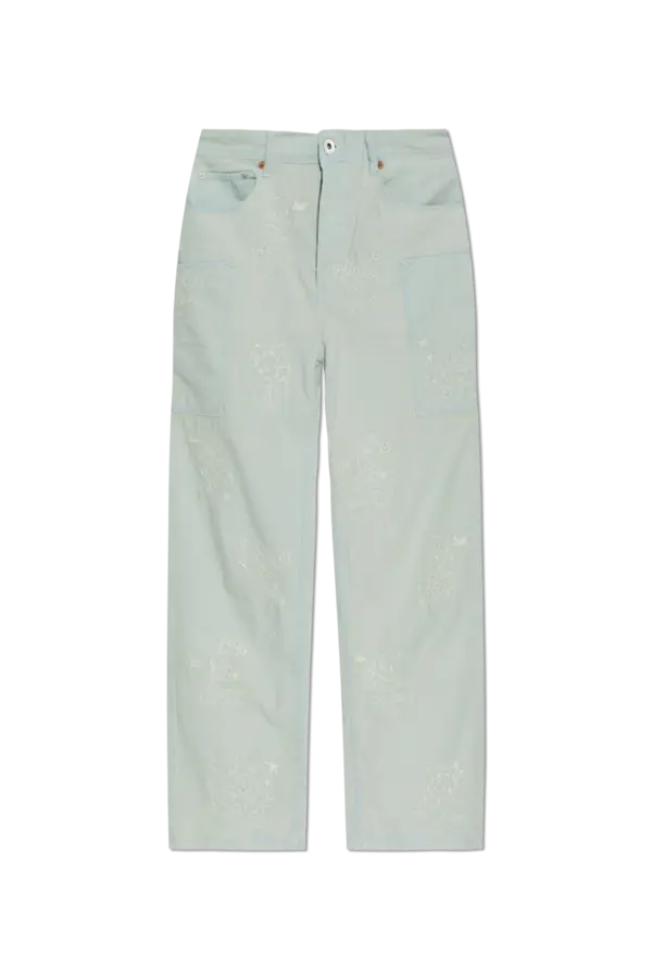 Kenzo Trousers With Embroidery - Light Blue