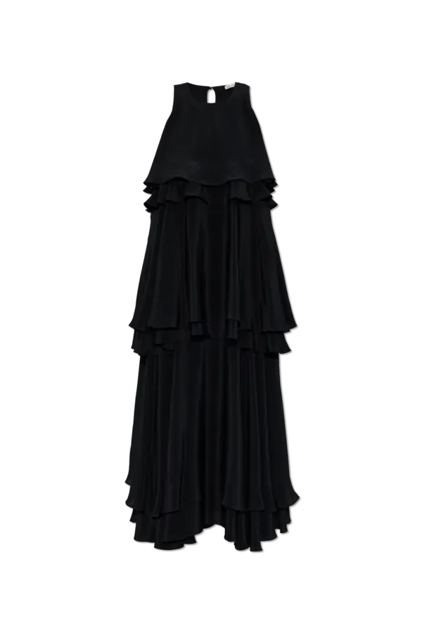AMI Paris Ruffled Midi Dress - Black
