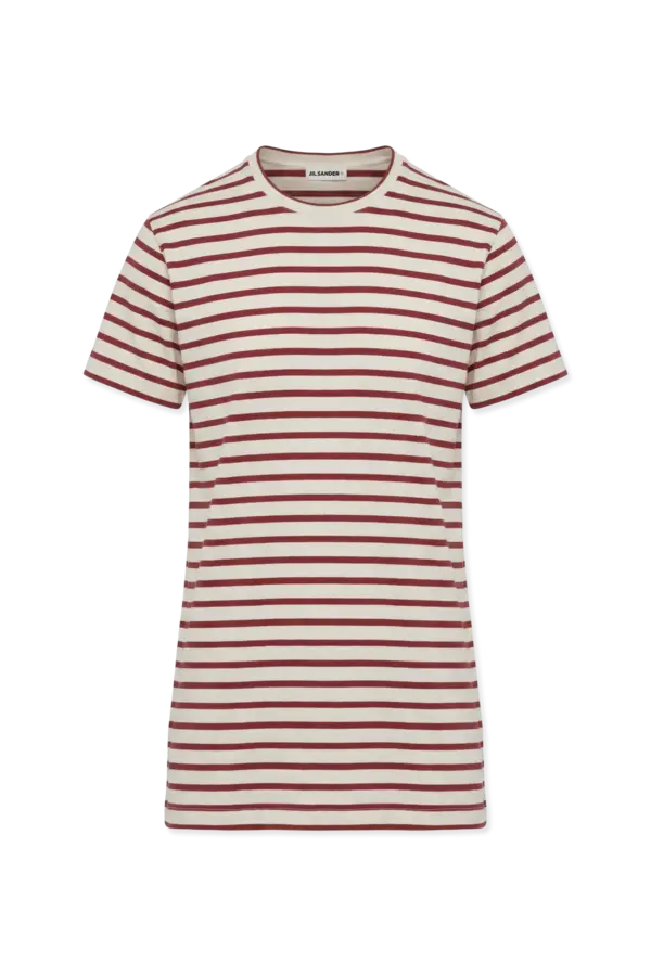 JIL SANDER Cotton Stripe Mini Dress - Red