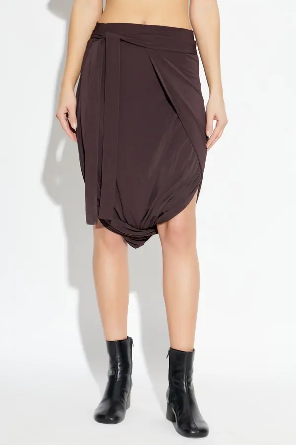 LEMAIRE Skirt With Decorative Draping - Brown