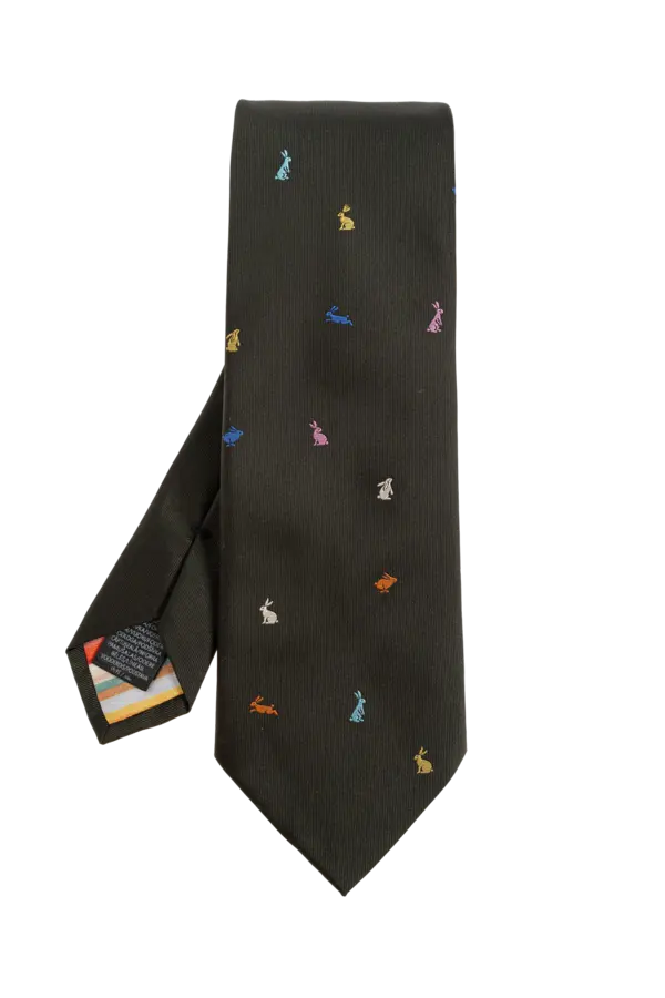 Paul Smith Embroidered Silk Neck Tie - Green