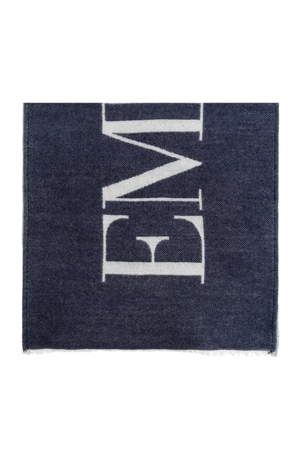 Emporio Armani Scarf With Logo - Navy Blue