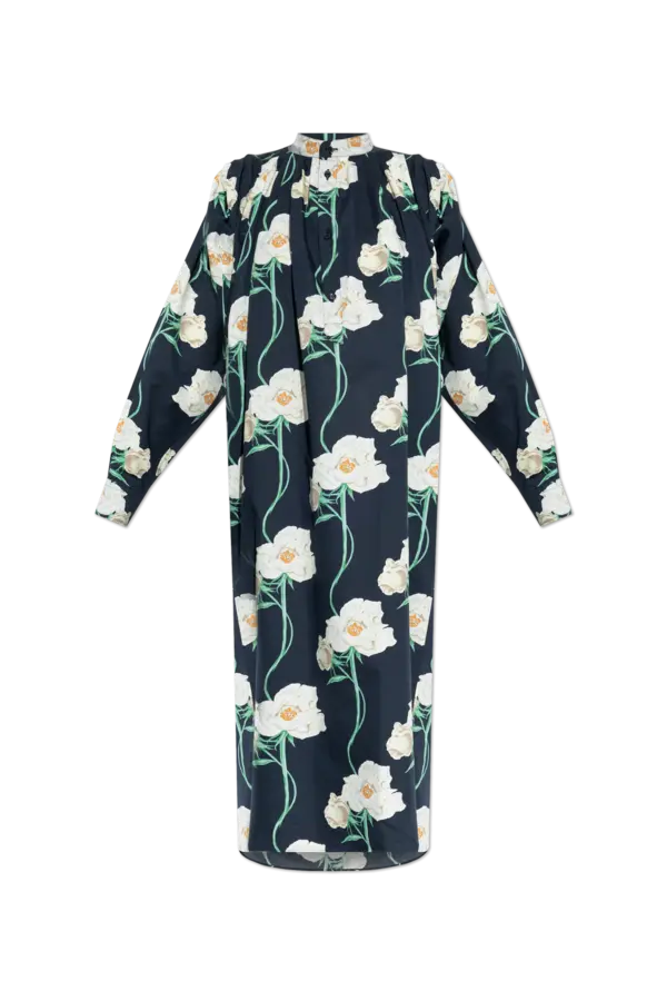 Kenzo Floral Motif Midi Dress - Navy Blue
