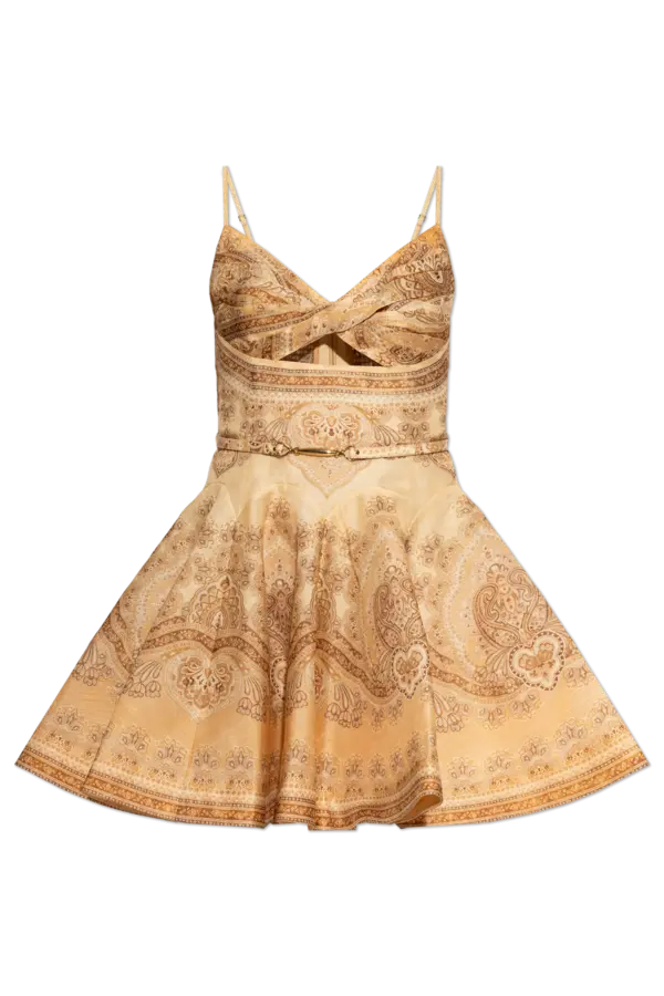 Zimmermann Patterned Strappy Mini Dress - Beige