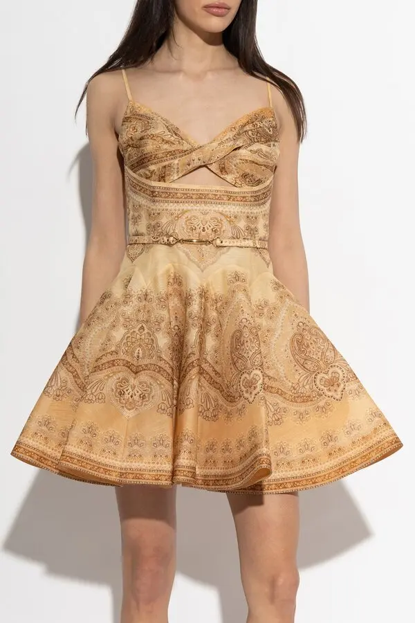 Zimmermann Patterned Strappy Mini Dress - Beige