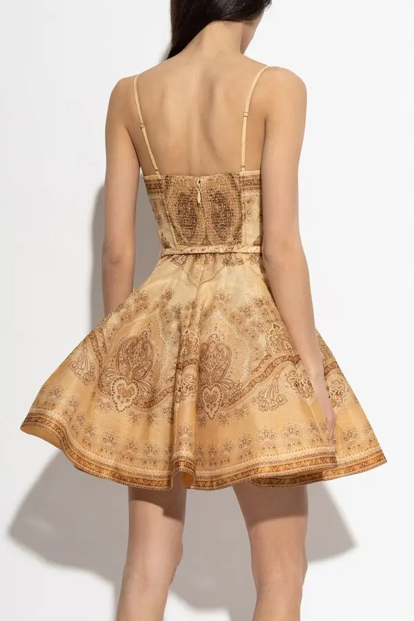 Zimmermann Patterned Strappy Mini Dress - Beige
