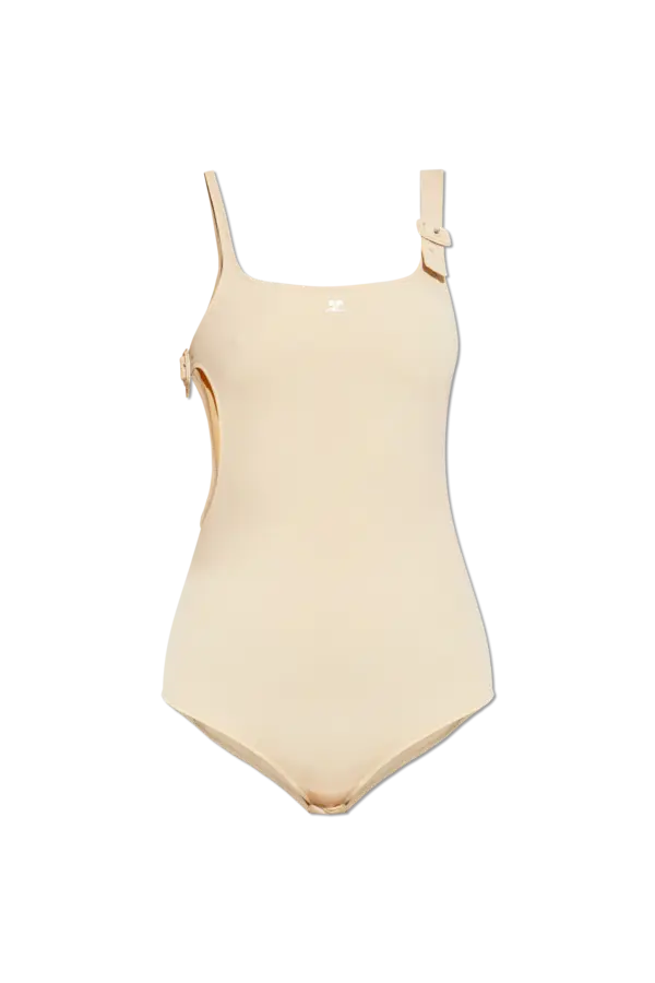 COURREGES One-piece Swimsuit With Buckle Straps - Beige