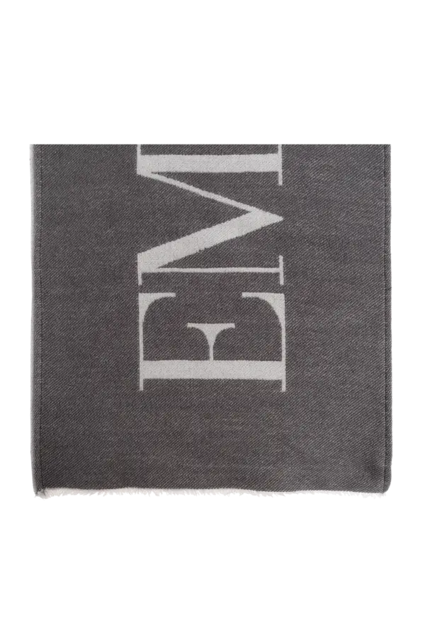 Emporio Armani Scarf With Logo - Grey
