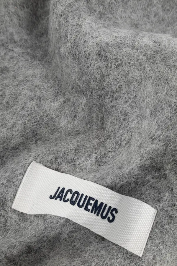 Jacquemus Scarf With Logo Patch - Grey