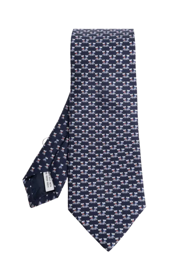 FERRAGAMO Silk Neck Tie - Navy Blue