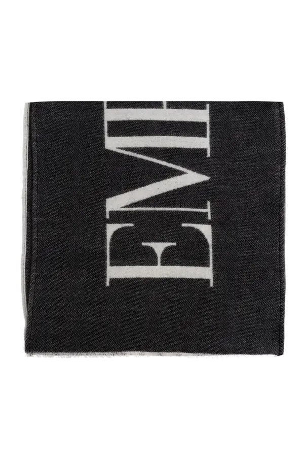 Emporio Armani Scarf With Logo - Black