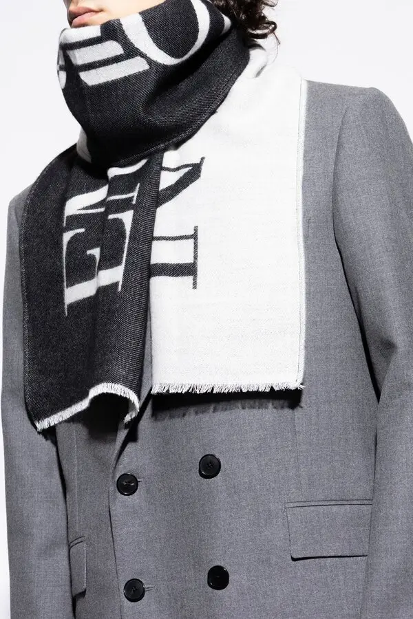 Emporio Armani Scarf With Logo - Black