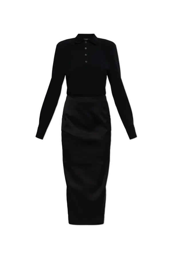WILLY CHAVARRIA Polo Dress With Mixed Fabrics - Black
