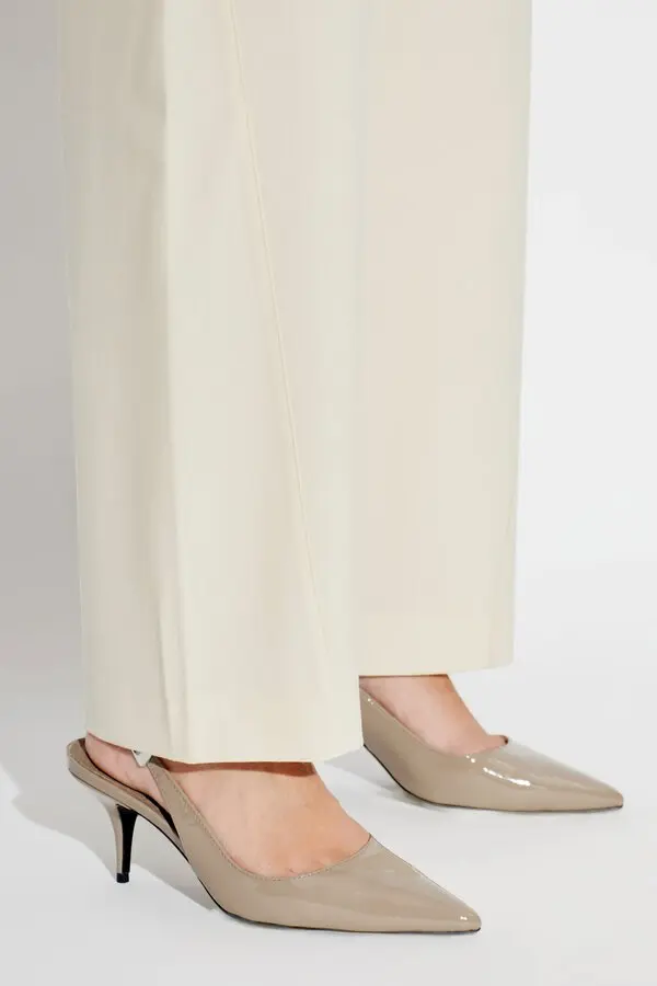 BLACK SUEDE STUDIO Leather Heeled Slingback Pumps - Beige