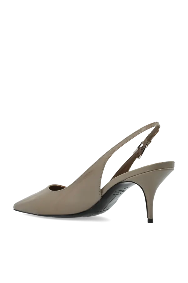BLACK SUEDE STUDIO Leather Heeled Slingback Pumps - Beige