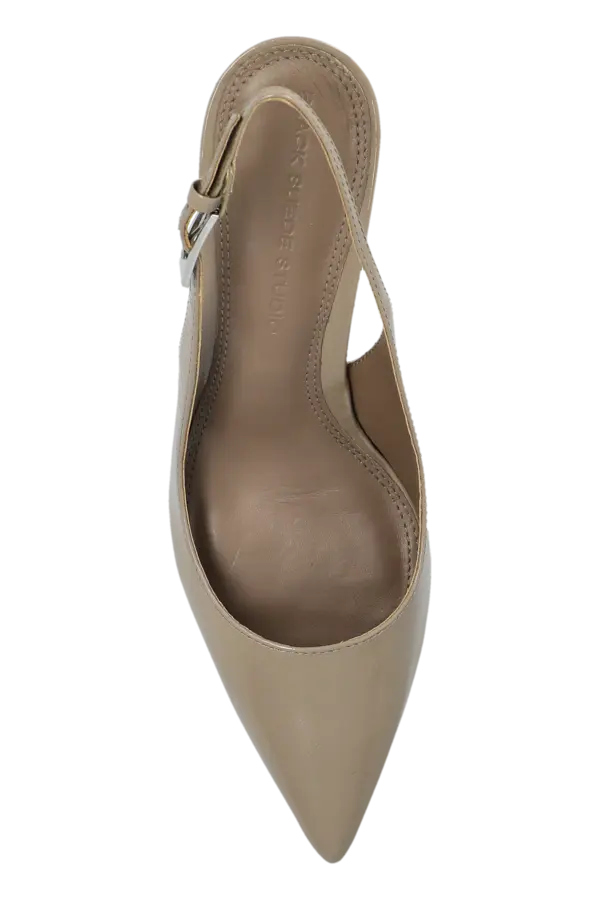 BLACK SUEDE STUDIO Leather Heeled Slingback Pumps - Beige