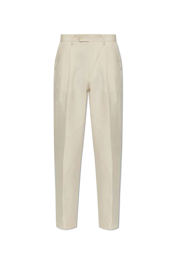 Eleventy Tapered Leg Pleated Trousers - Cream