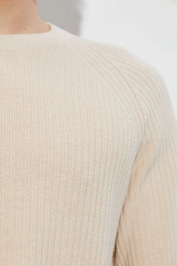 Paul Smith Ribbed Crew Neck Sweater - Beige