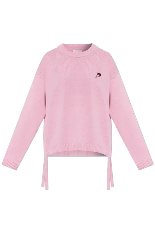GANNI Turtleneck Sweater With Drawstring Sides - Pink