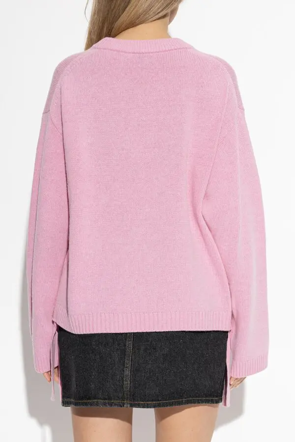 GANNI Turtleneck Sweater With Drawstring Sides - Pink