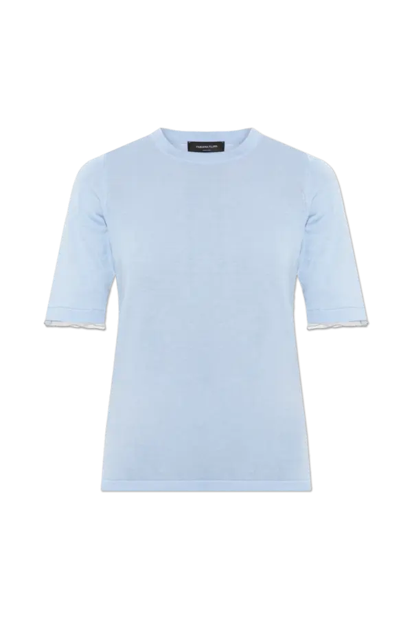 Fabiana Filippi Top With Decorative Sleeves - Light Blue