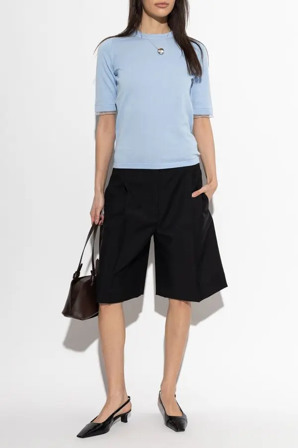 Fabiana Filippi Top With Decorative Sleeves - Light Blue