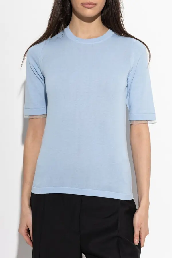 Fabiana Filippi Top With Decorative Sleeves - Light Blue